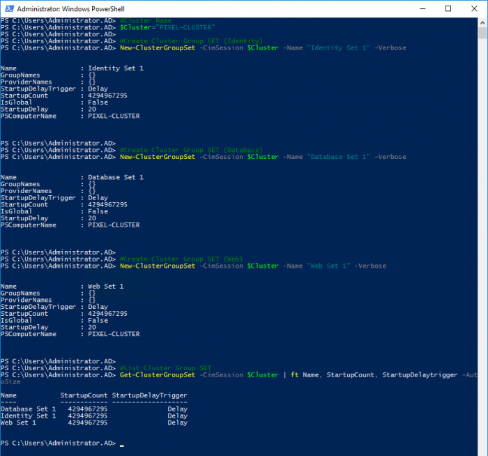Cluster Group Start Ordering on Windows Server 2016