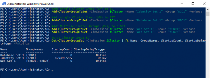 Cluster Group Start Ordering on Windows Server 2016