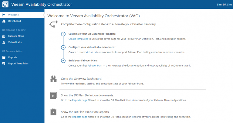 Getting started with Veeam Availability Orchestrator