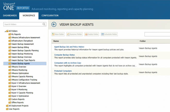 Enhanced agent monitoring and reporting in Veeam ONE