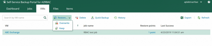 Setting up vSphere RBAC for self-service backup portal