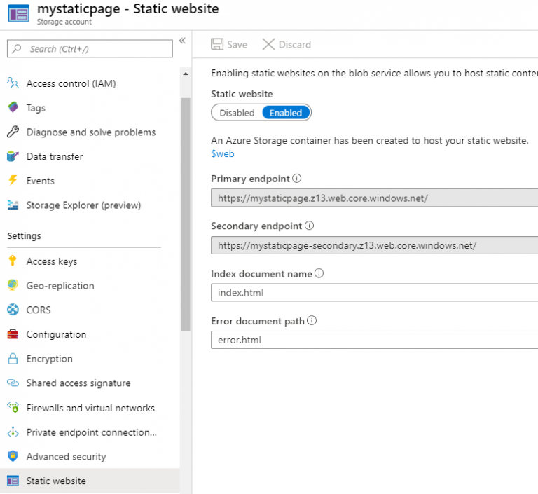 How To Create A Static Website From An Azure Storage