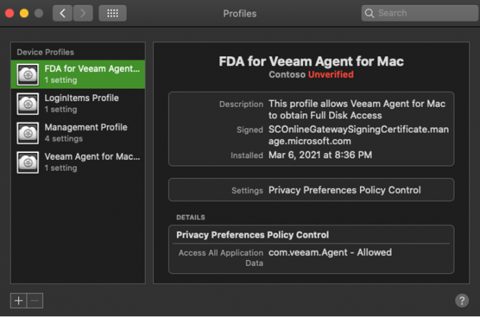 Configuring Veeam Agent for Mac via Microsoft Intune