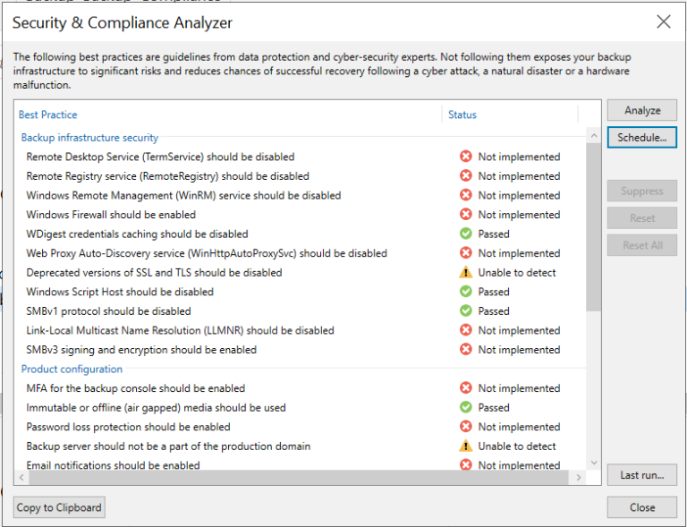 Veeam's Security & Compliance Analyzer